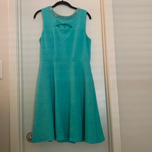 Studio One | Dresses | Aqua Studio One Beaded Neckline Dress | Poshmark